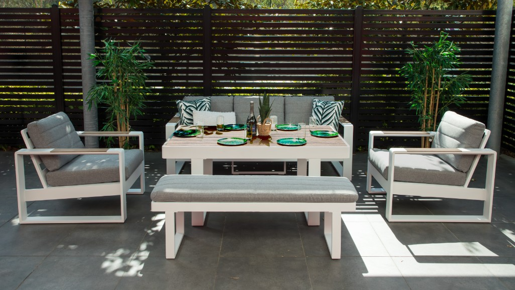 MADERIA OUTDOOR 5PC MID HEIGHT DINING SET-WHITE – Razzino Furniture
