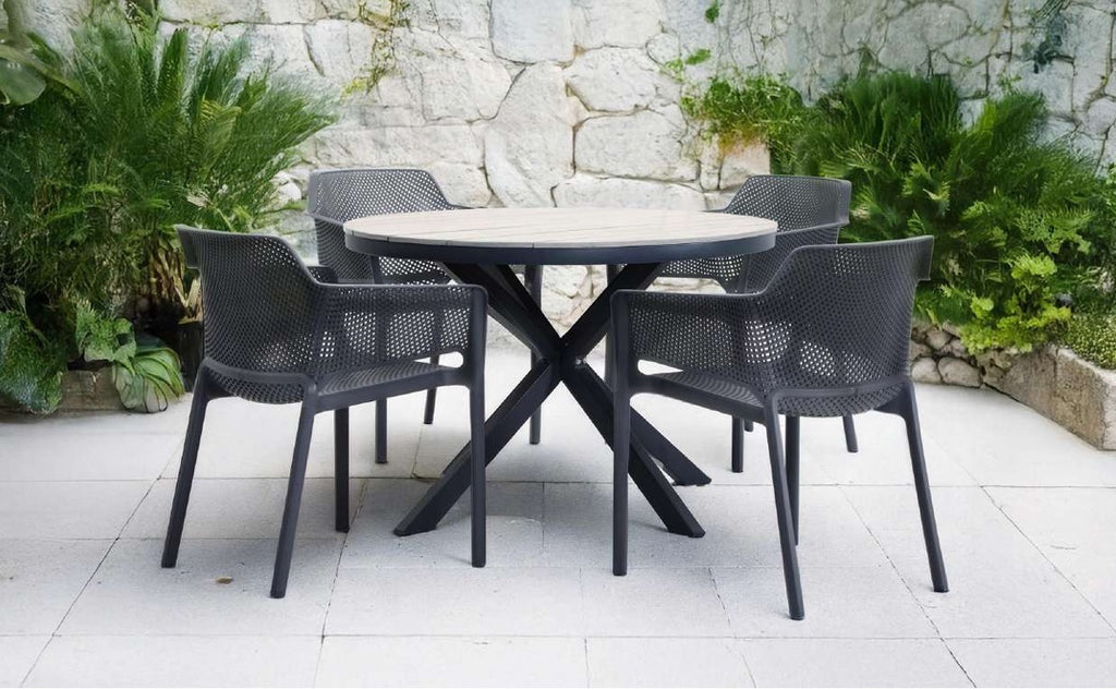 Round Outdoor Dining Table - Martic - 1105mm D - Gunmetal Grey ...